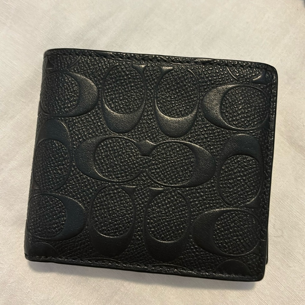 Coach Men's Black Leather Embossed Signature Bifold W… - Gem